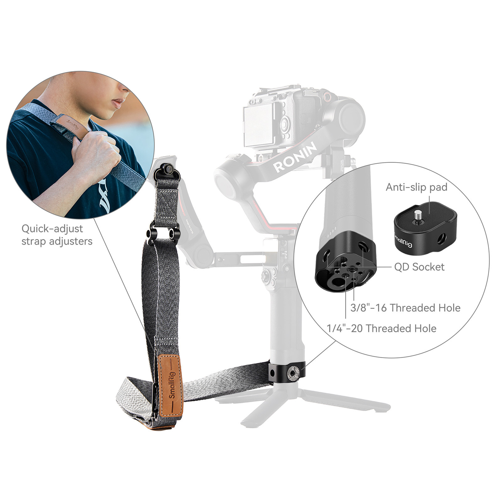 SmallRig Weight-Reducing Shoulder Strap for DJI RS 4 / RS 4 Pro / RS 3 ...